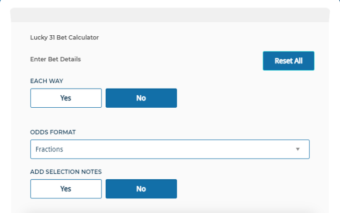 Lucky 31 Calculator - Quickly Work Out Your Bet Winnings